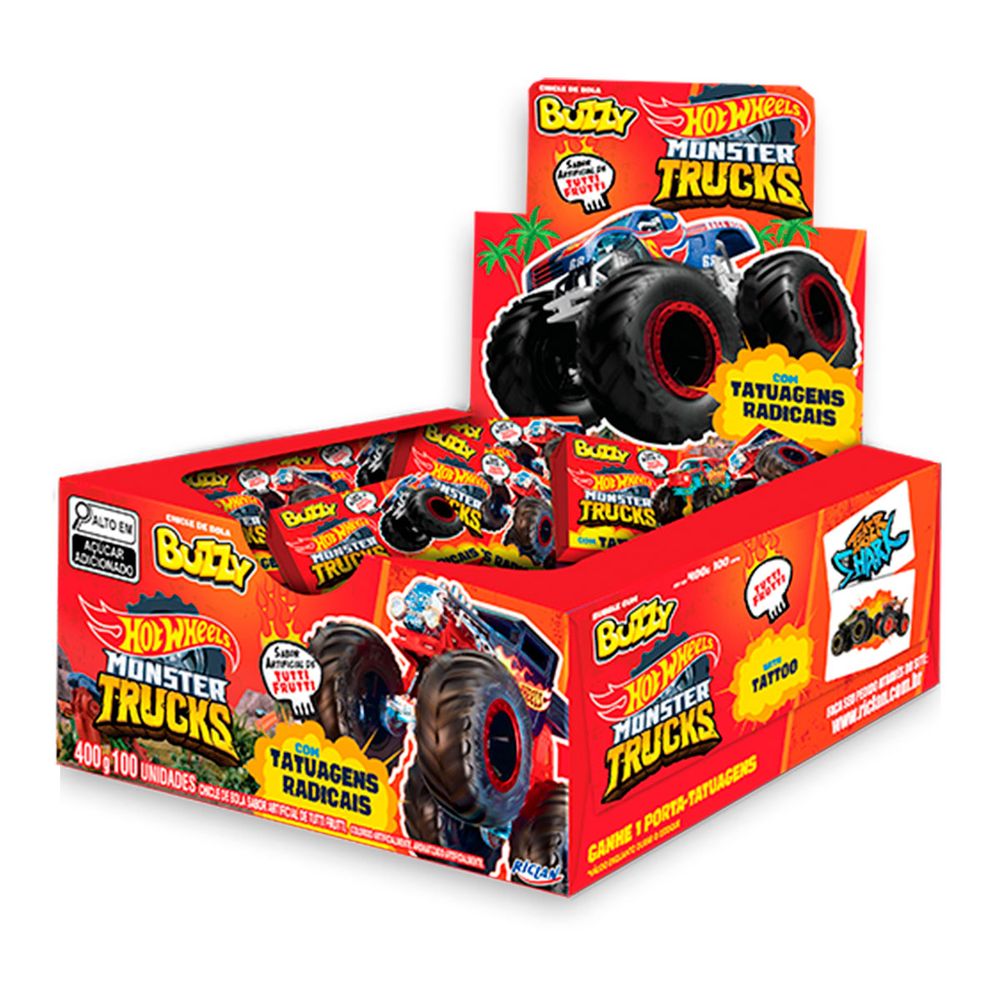 Chiclete Buzzy Hot Wheels Monster Tutti Frutti c/100 - supernova